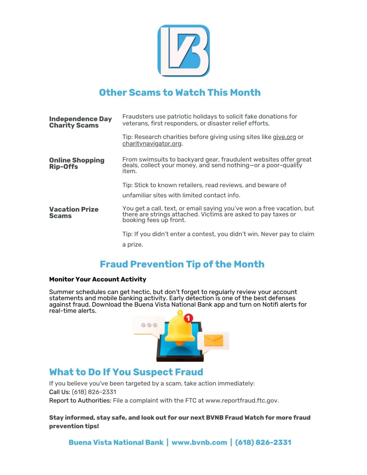 July 2025 Scam of the Month: Fake Event Tickets – Buena Vista National Bank